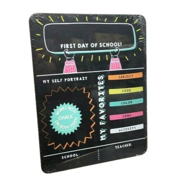 MFR | Party Supplies | First Day Of School 15 X 9 Reversible Chalkboard ...